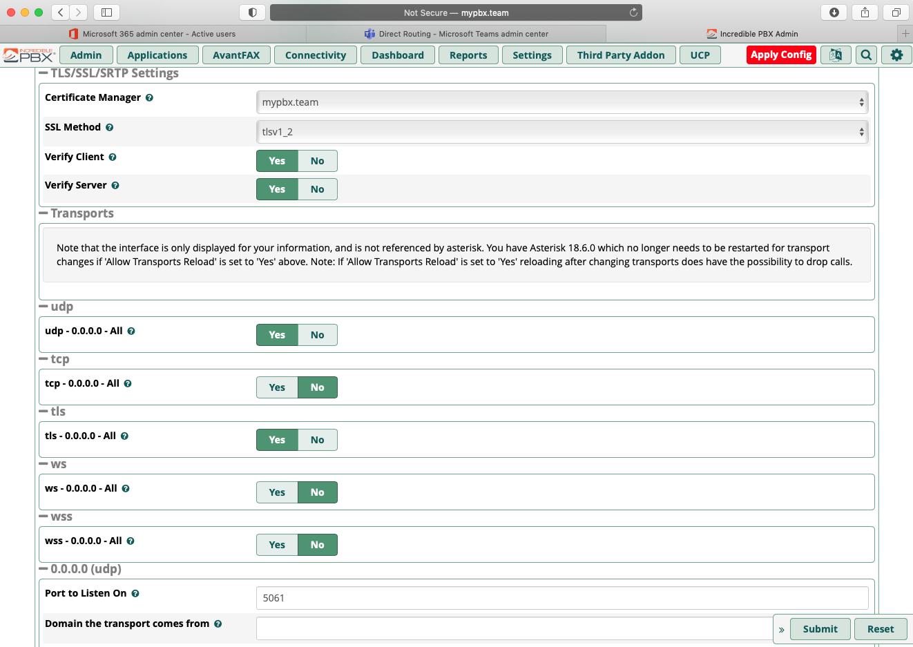 Go back into the SIPSettings [ chan_pjsip ] tab and scroll to the ...
