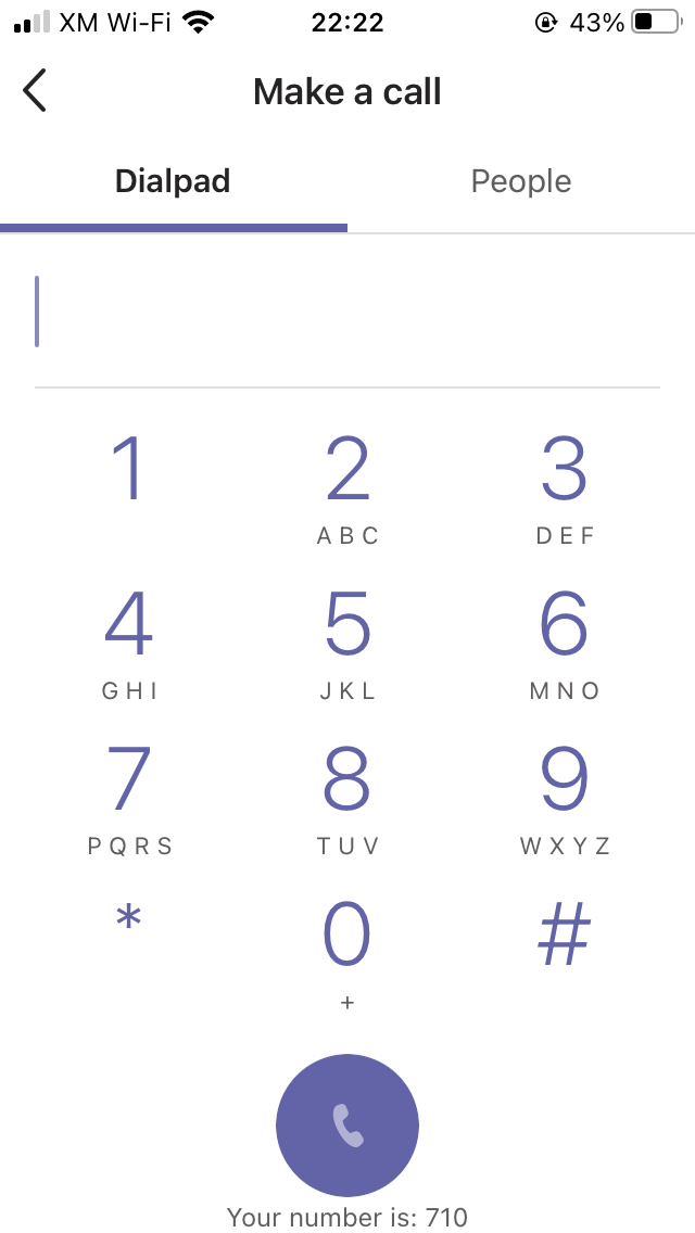 Teams mobile with dial pad